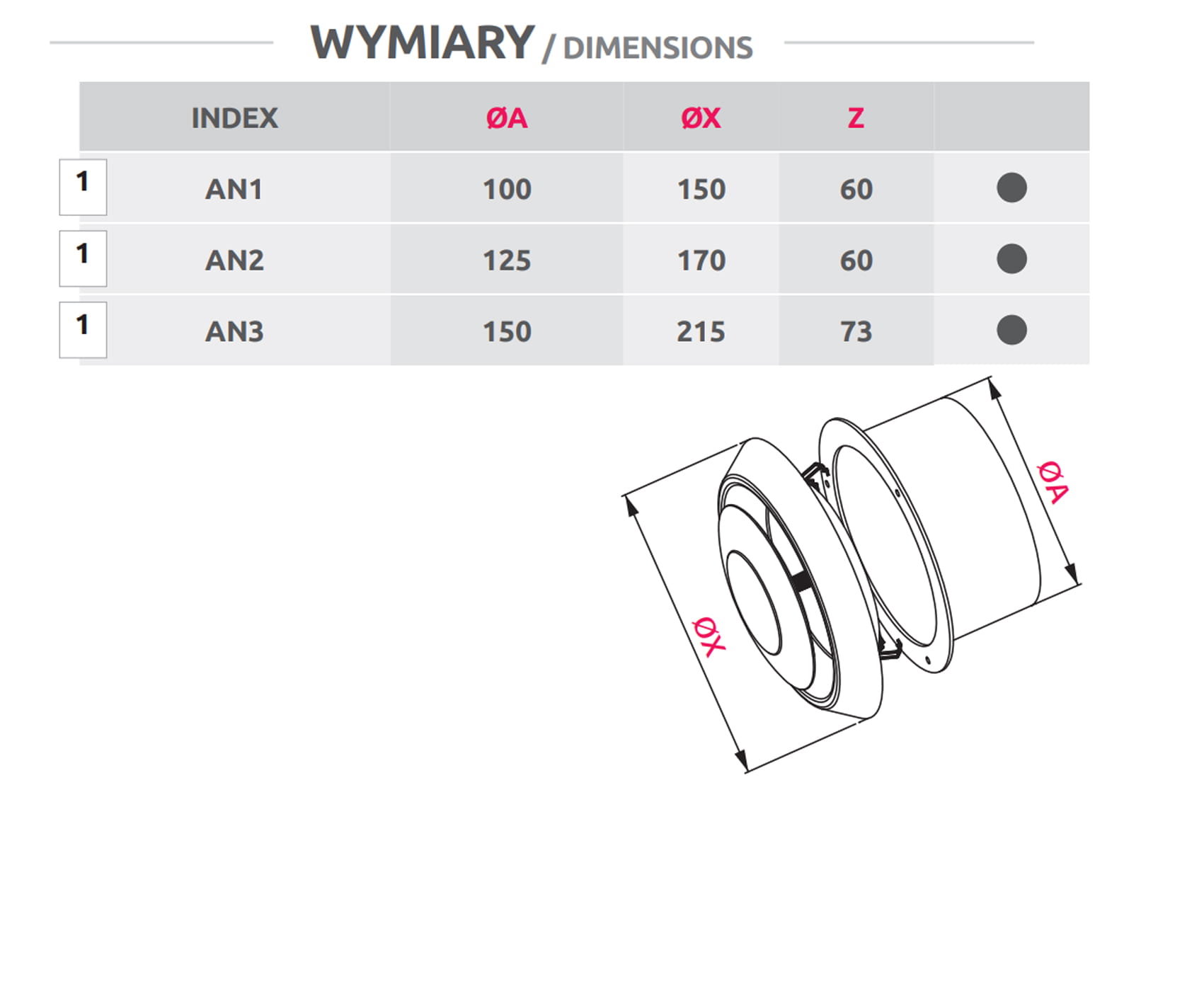 Anemostat sufitowy uniwersalny AN2 fi 125 czarny Nawiewno-wywiewne ...